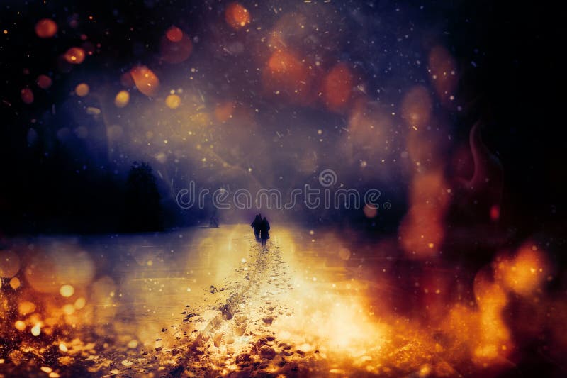 People Alone in Winter Blizard. Beautiful Mountain Snowy Landscape ...