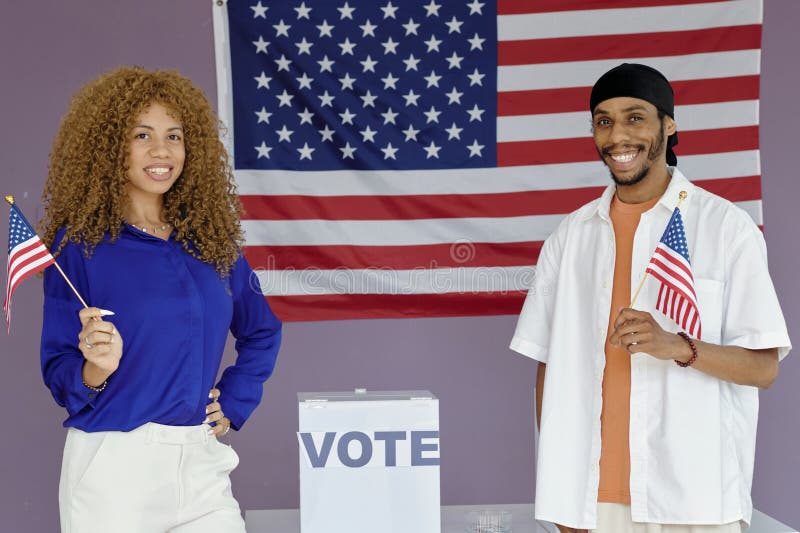 People with American Flags at Election Day Stock Photo - Image of ...