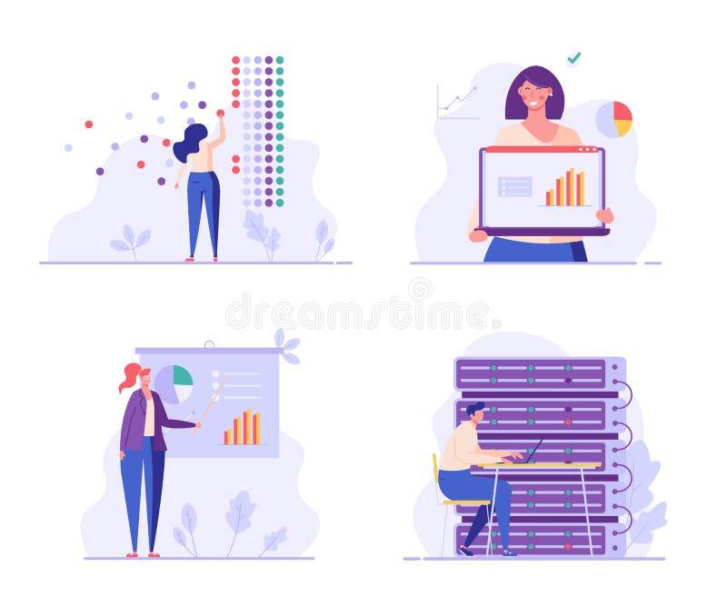 People Analyze Big Data. Data Center. Concept of Big Data Engineering ...