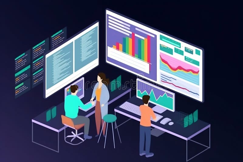 People Analyzing Data Business Analysis. Data Analysis. 3D Illustration ...