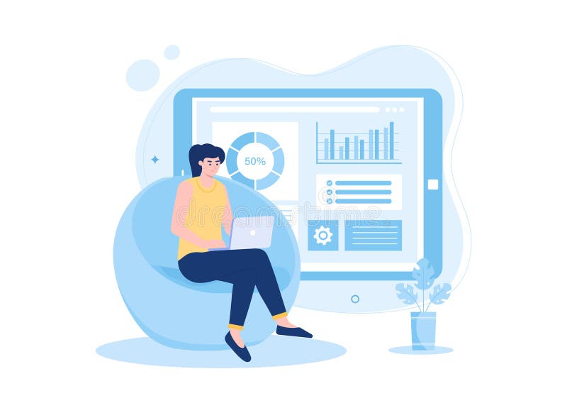 People Analyzing Growth Chart, Trending Flat Illustration Stock Vector ...