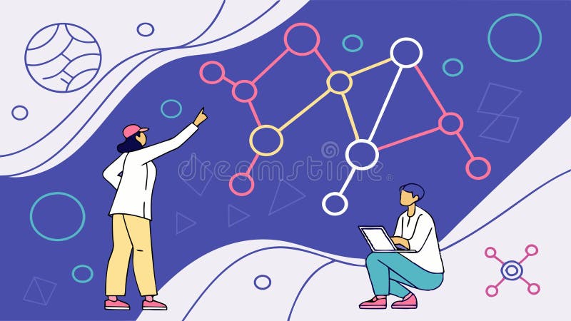 People Analyzing Network Diagram, Data Connectivity, System Map, Vector Design Generative AI ...