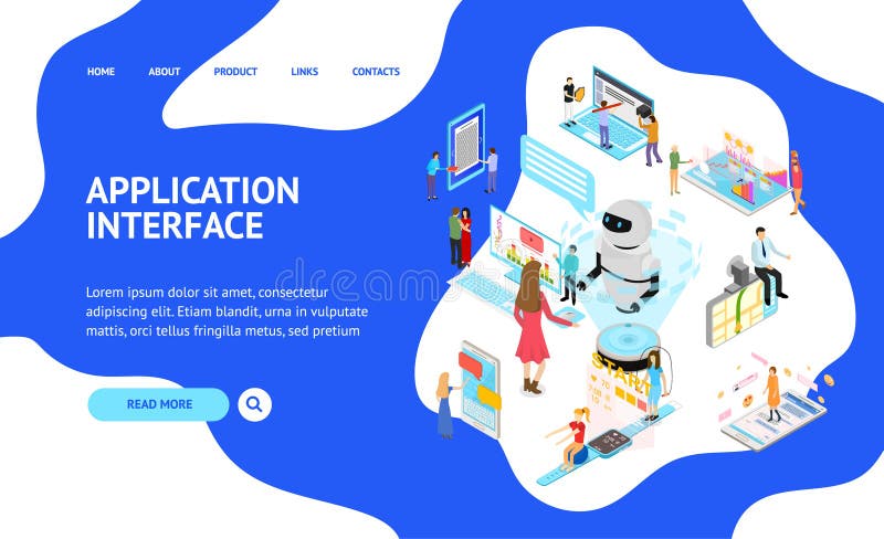 People and App Interfaces Concept Landing Web Page 3d Isometric View ...