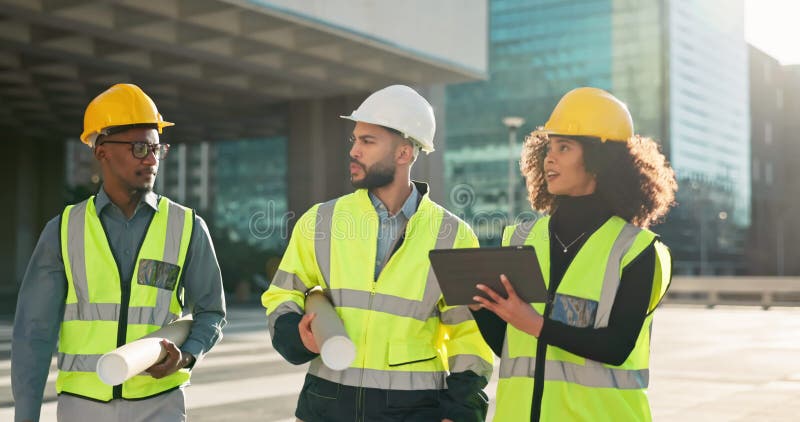 People, Architect and Handshake with Blueprint for Construction ...