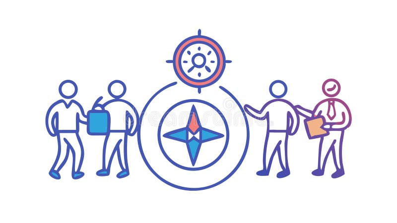 People Around Compass, Community Direction Shared Vision, Vector Design ...