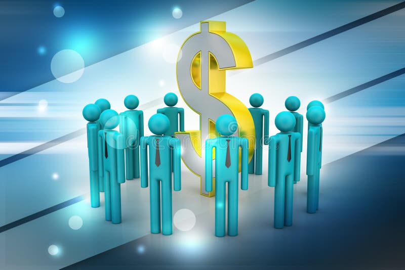 People around dollar sign stock illustration. Illustration of money ...