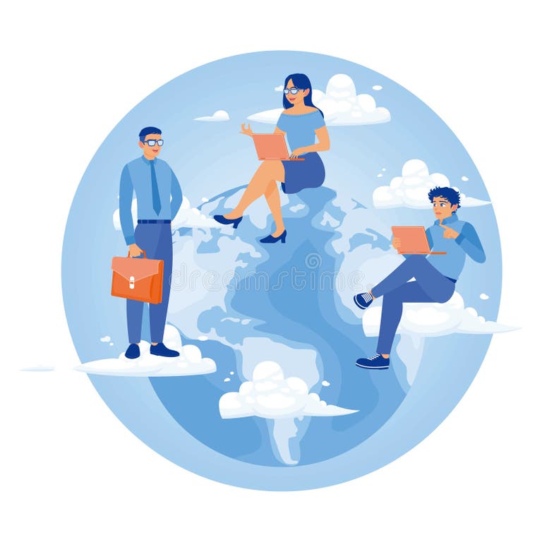 People are Around the Globe with Computers. Work from Anywhere in the ...