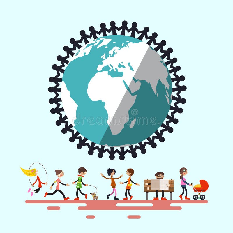 People Around Globe stock vector. Illustration of leadership - 82730183