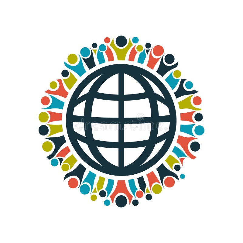 People Around Globe. Unity Symbol, Teamwork Concept Stock Vector ...
