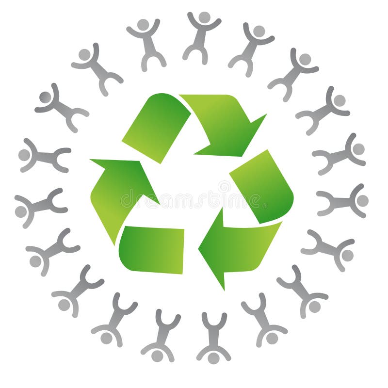 People Around a Recycle Sign Stock Illustration - Illustration of help ...