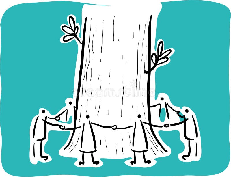 People Around Tree Save Tree Illustration Stock Vector - Illustration ...