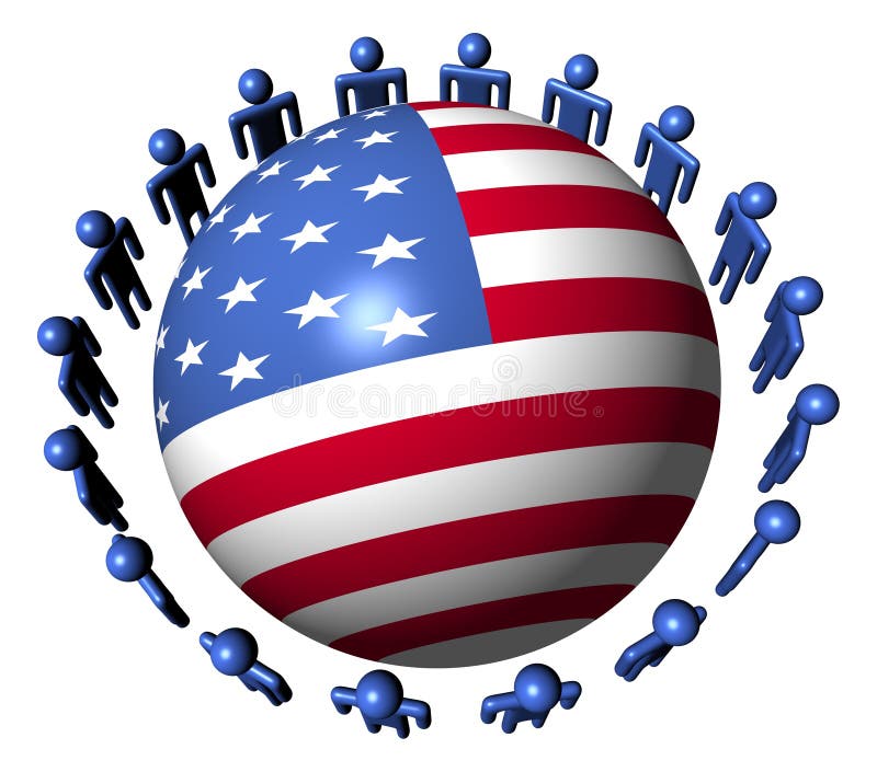 People Around USA Flag Sphere Stock Illustration - Illustration of ...