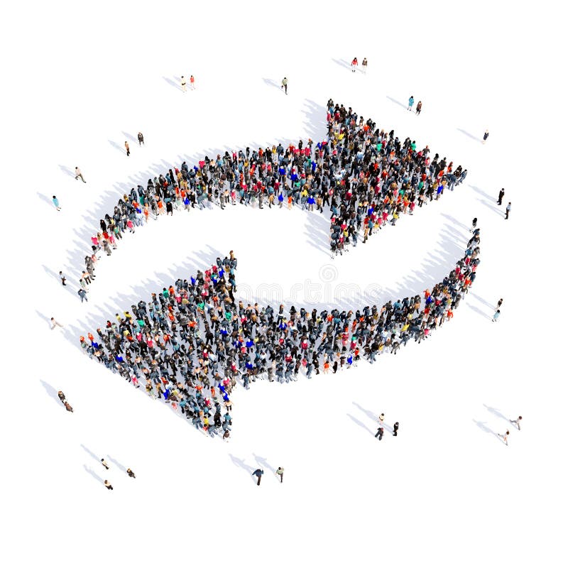 People arrow direction 3d stock illustration. Illustration of isolated ...