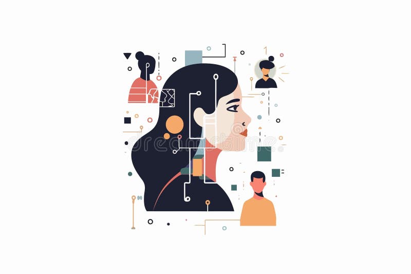 People and Artificial Intelligence Collaboration Isolated Vector Style ...