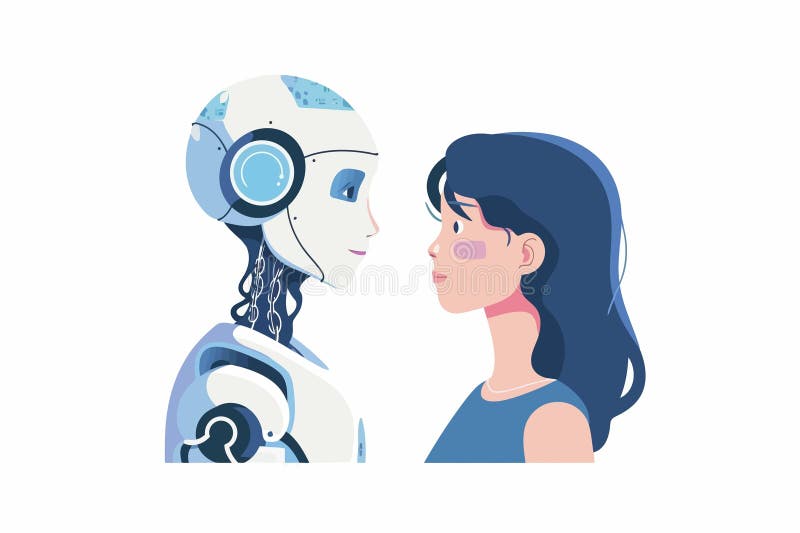 People and Artificial Intelligence Collaboration Isolated Vector Style ...
