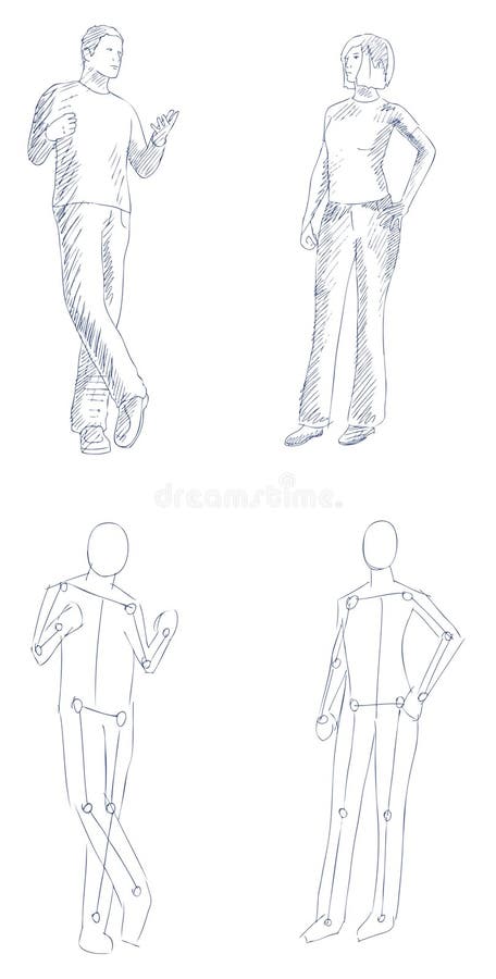 Human in Motion Artistic Sketch with Shading Stock Vector ...