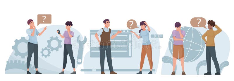 People Asking Questions Compositions in Flat Design Stock Illustration ...