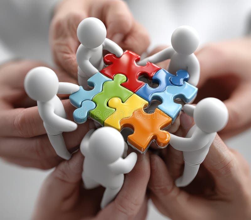 People are Assembling Puzzle Pieces Together in a Circle Stock Image - Image of together, work ...