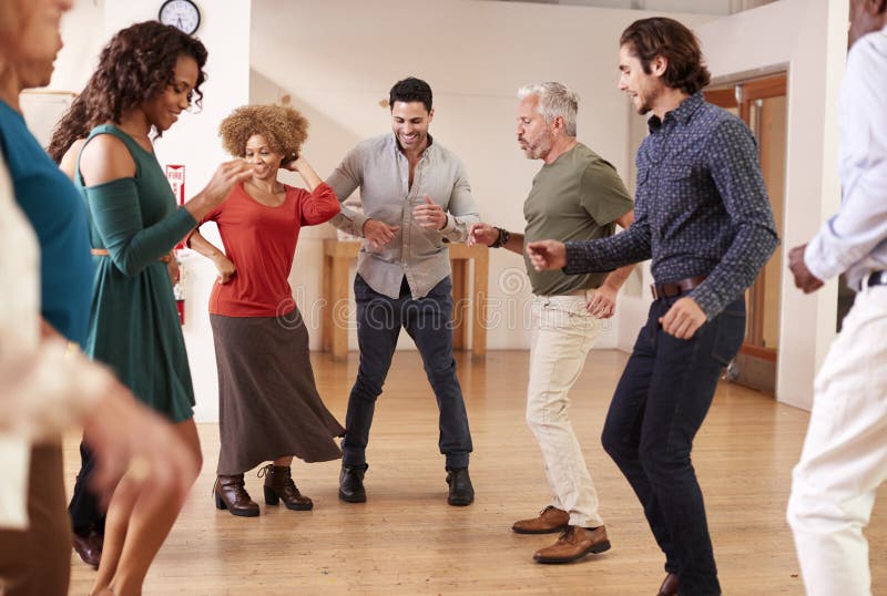 People Attending Dance Class in Community Center Stock Photo - Image of ...