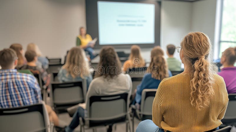 People Attending an Educational Presentation in a Modern Classroom ...
