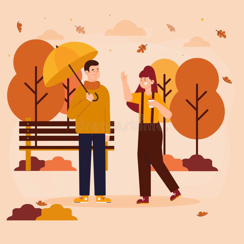 People Autumn Park Vector Design Stock Vector - Illustration of beauty ...