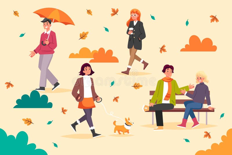 People Autumn Park Vector Design Stock Vector - Illustration of ...