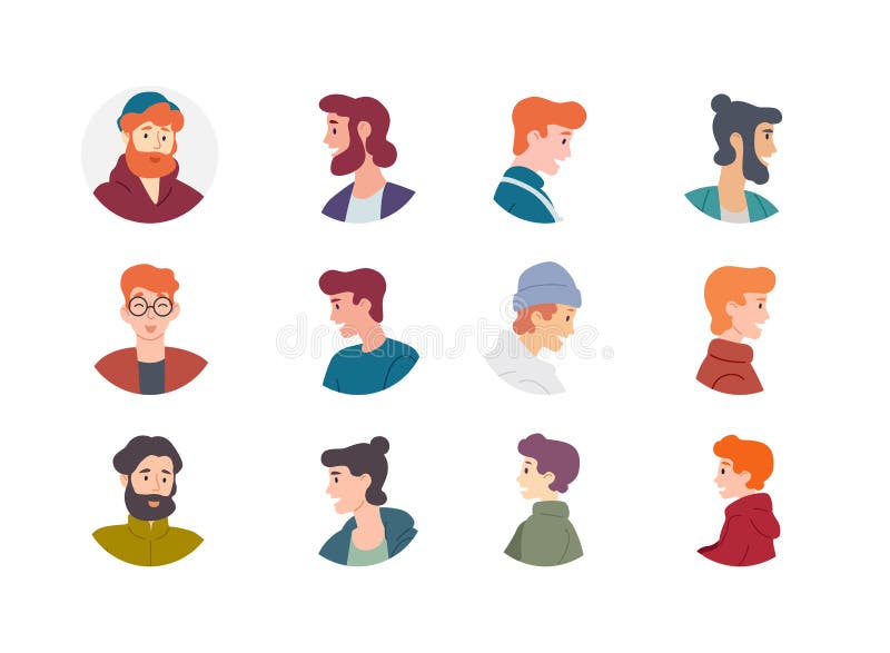 People Avatar Collection. Men Boys Males Characters Stock Vector ...