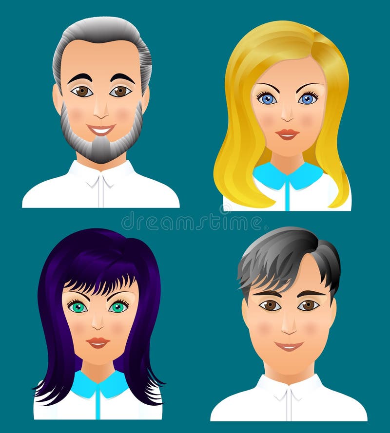 People Avatar Collection Set 4 Stock Illustration - Illustration of ...