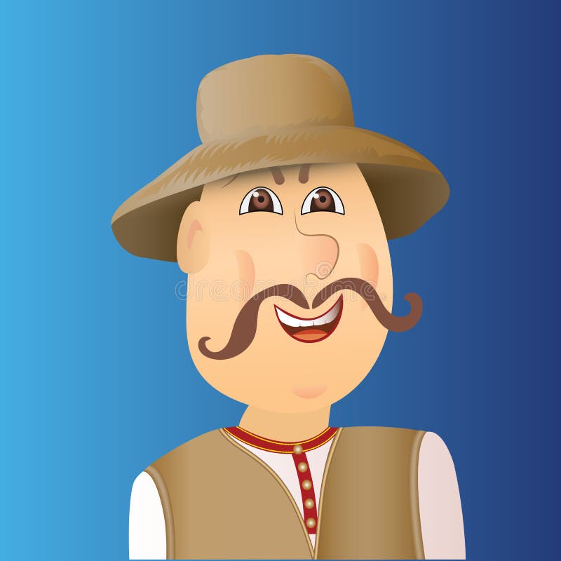 People Avatar Cossack with Forelock, Mustache. Man in Waistcoat, Hat ...