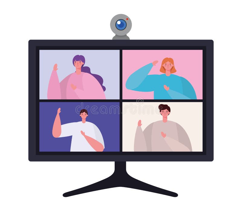 People Avatars on Computer in Video Chat Conference Vector Design Stock ...