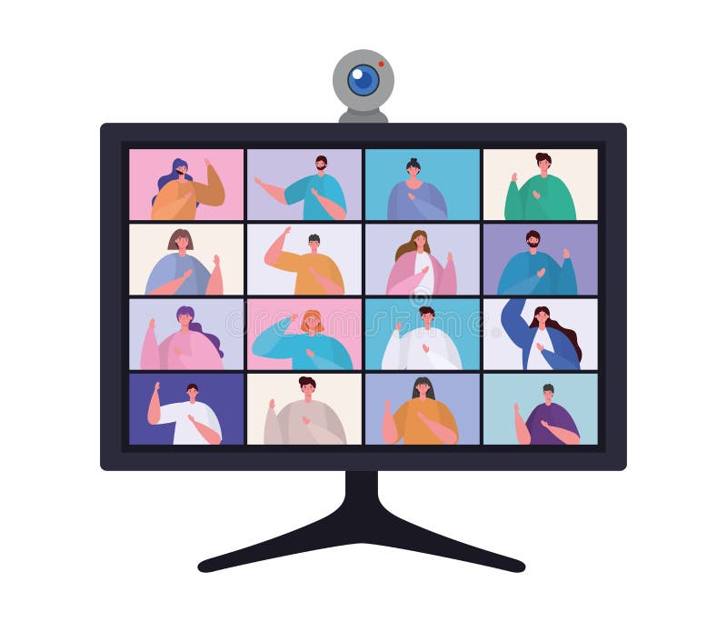 People Avatars on Computer in Video Chat Conference Vector Design Stock ...