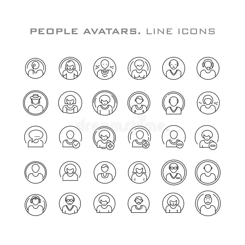 People avatars. Line icon stock vector. Illustration of line - 121395383