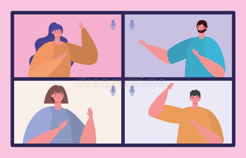 People Avatars on Websites Frames in Video Chat Vector Design Stock ...