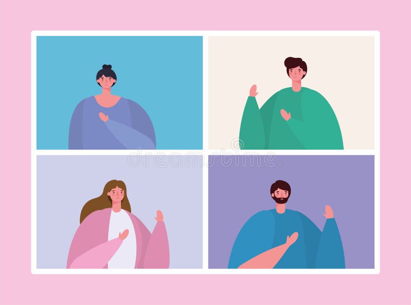 People Avatars on Websites Frames in Video Chat Vector Design Stock ...