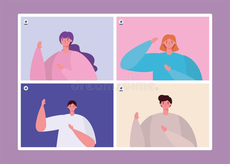 People Avatars on Websites Frames in Video Chat Vector Design Stock ...