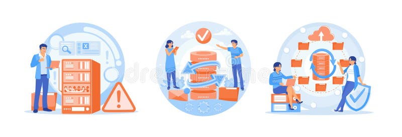 People Backup Data, Analyze and Store Data on Server Hardware Stock ...