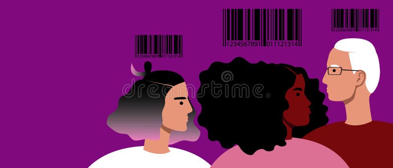 People with Barcode, Copy Space Template, Flat Vector Stock ...