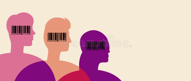 People with Barcode, Copy Space Template, Silhouette Vector Stock ...