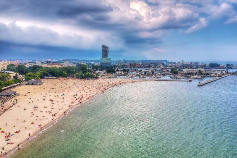 People on the Beach at Baltic Sea in Gdynia, Poland Stock Image - Image ...