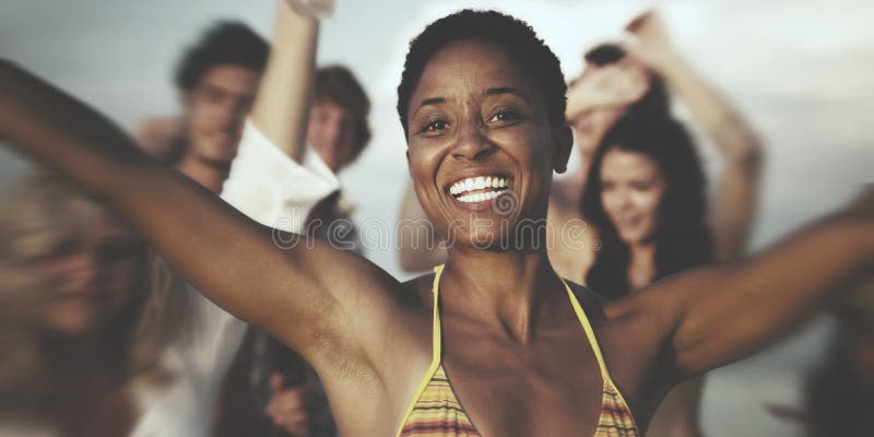 People Beach Enjoyment Fun Summer Friendship Concept Stock Image ...