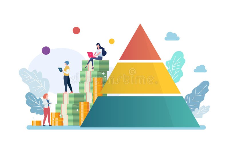 People with Big Money Mountain and Pyramid Chart Stock Vector ...