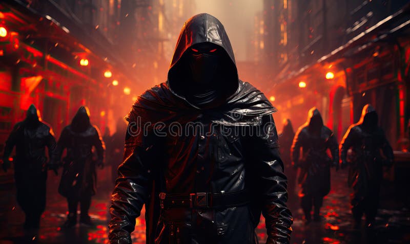 People in Black Hoods on the City Streets. Stock Photo - Image of ...