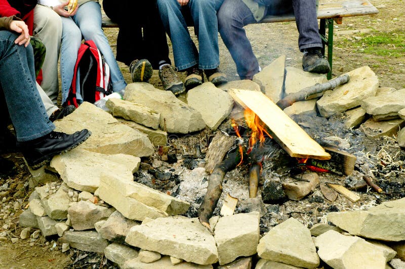 People at bonfire stock image. Image of scout, trek, smoke - 758087