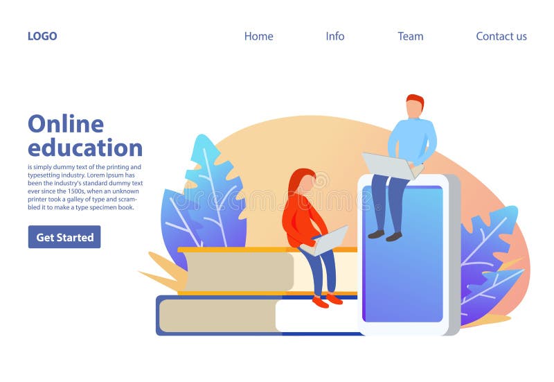 Online Education Concept. Landing Page Template. Flat Vector. Stock ...