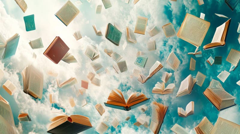 People Books Floating Air Against White Background Stock Photos - Free ...