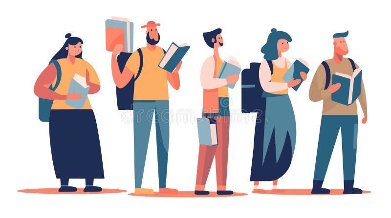 People with Books. Reading Concept. Vector Illustration. EPS10 Stock ...