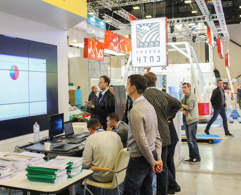 People at the Booth with Computers. Editorial Stock Image - Image of ...