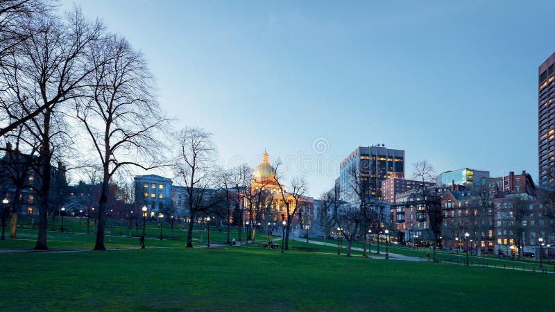 People in Boston Common Public Park at Downtown Boston America ...