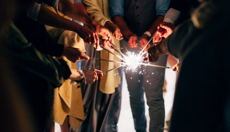 People Brought Together Big Sparklers and at the Same Time from the ...