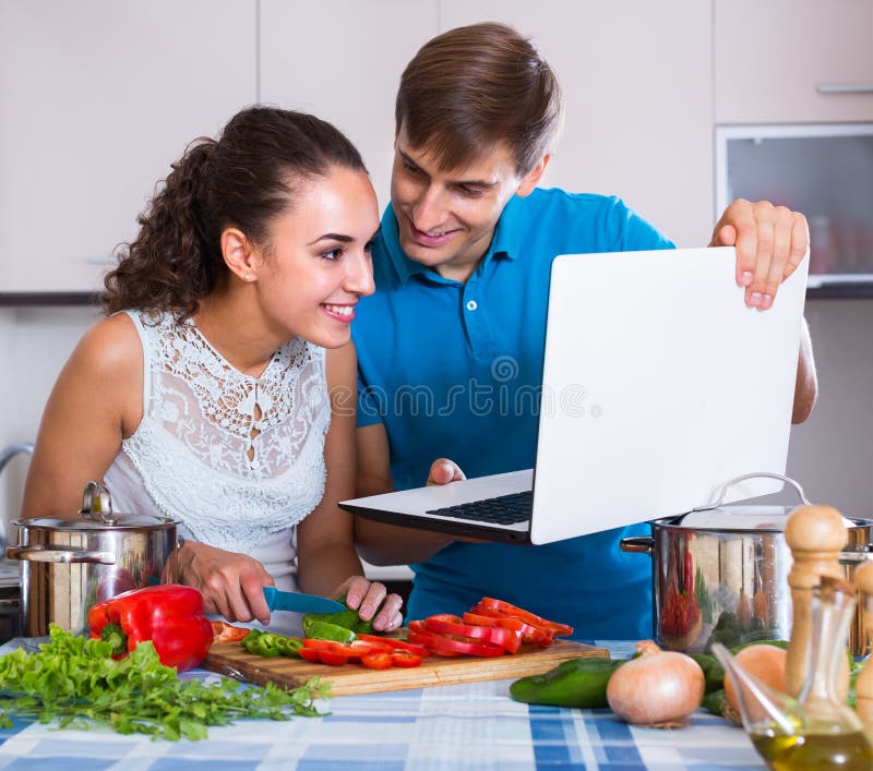 People Browsing Internet for Recipe Stock Photo - Image of inside ...